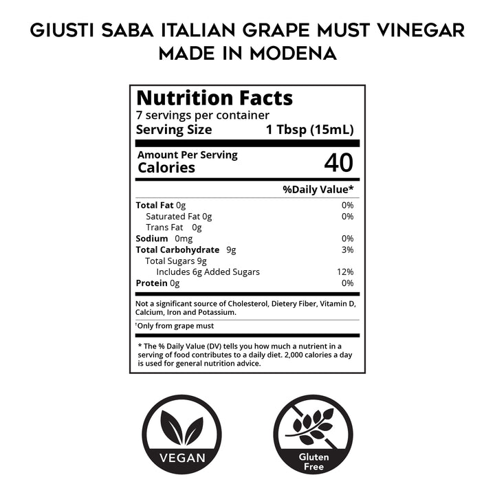 Giusti Saba Italian Grape Must Vinegar Made in Modena – Mercato Di Bellina